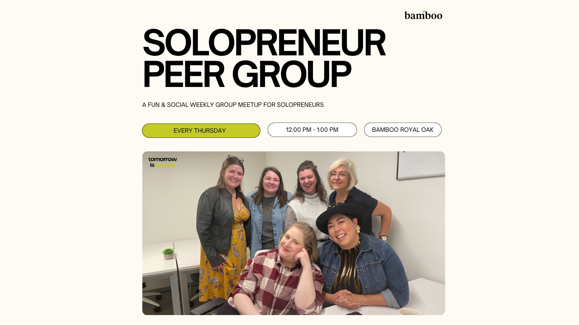 Solopreneur Peer Group | Bamboo Events